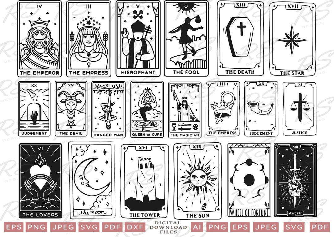 Tarot Svg Files, Tarot Cards Cut Files, Tarot Digital Download, Tarot ...