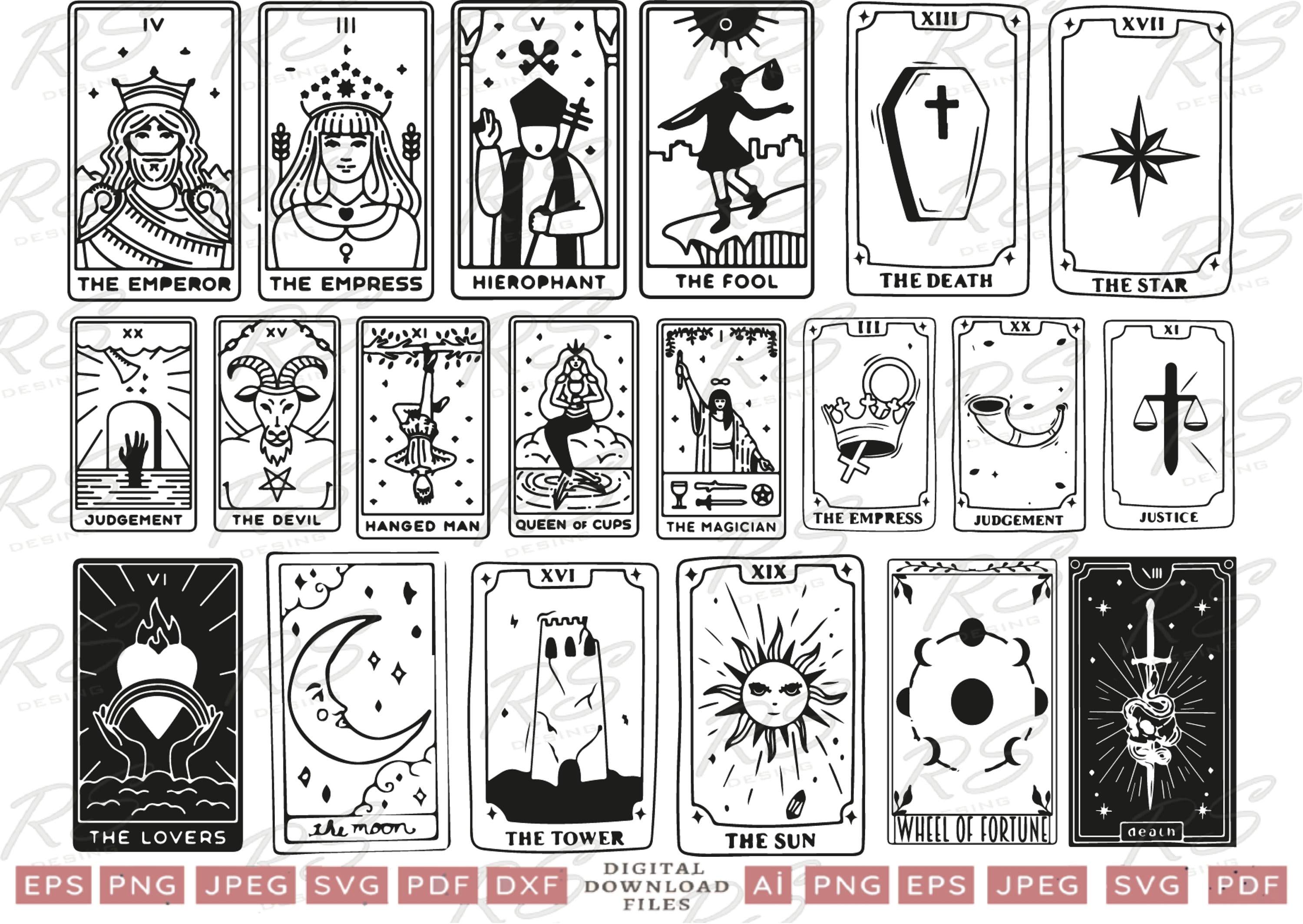 Tarot Svg Files, Tarot Cards Cut Files, Tarot Digital Download, Tarot ...