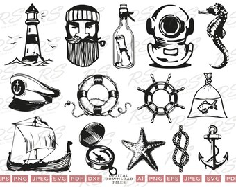 Nautical Svg Bundle, Nautical Cut Files for Cricut, Captain Hat Svg ...