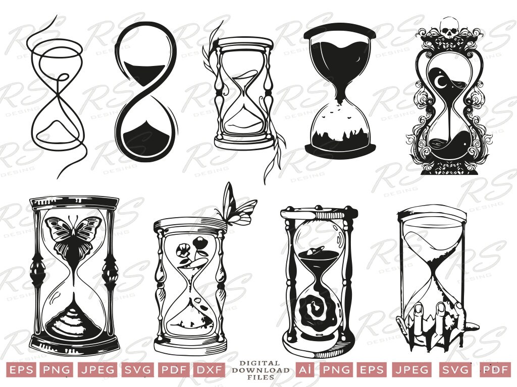 Hourglass Svg Bundle, Sand Watch Svg Png ,flower Hourglass SVG, Sand ...