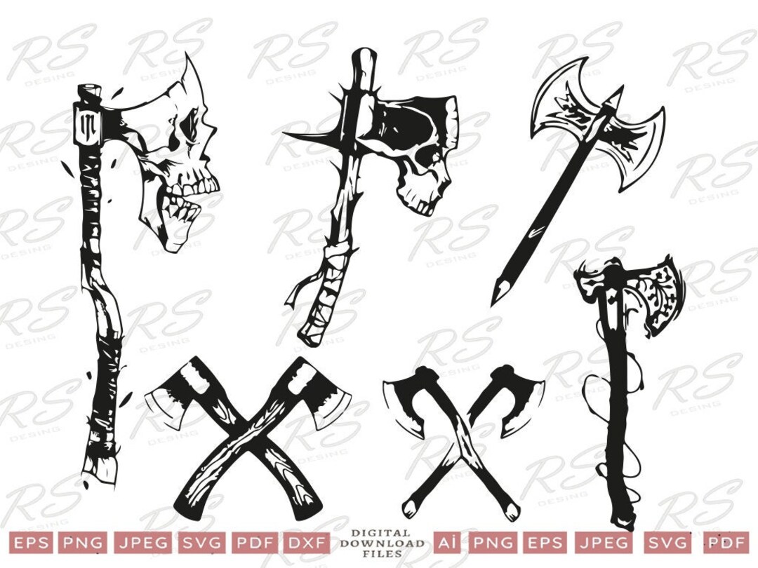 Ax Svg File, Axe Silhouette SVG Bundle, Double Axe Art, Hatchet Vector ...