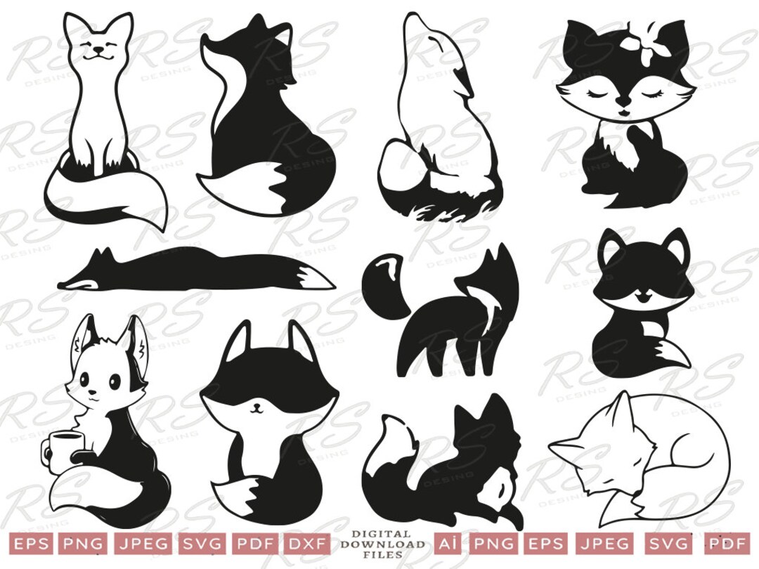 Sleepy Cute Fox Svg Files, Fox Clipart, Funny Fox Cut File, Fox Png ...