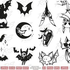 Bat SVG Bundle Files, Halloween Bat SVG, Night Bat SVG, Black Bat ...