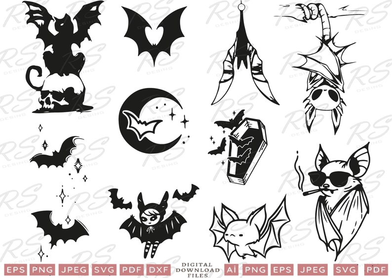 Bat SVG Bundle Files, Halloween Bat SVG, Night Bat SVG, Black Bat ...
