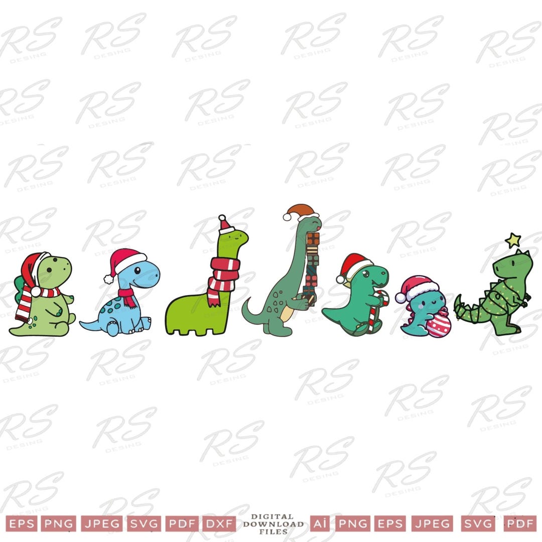 Christmas Dinosaur SVG, Baby Dino Clipart With Santa Hat, Kids ...
