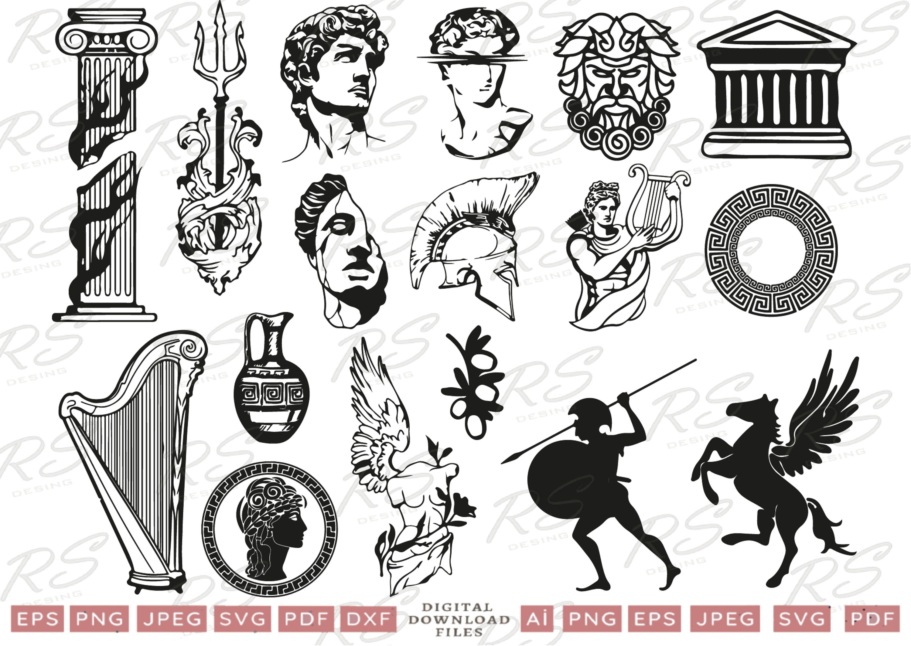 Ancient Greek Mythology Svg Files, Ancient Greek Cut Files, Greece Svg ...
