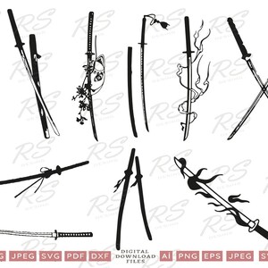Katana Sword Svg Bundle, Katana Silhouette, Katana Sword for Cricut ...