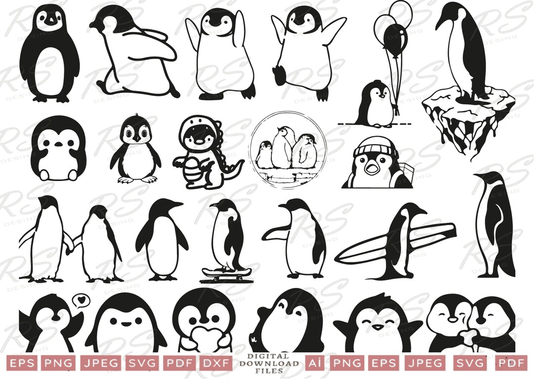 Penguin SVG, Penguin Cut Files, Penguin Silhouette, Cute Penguin Svg ...