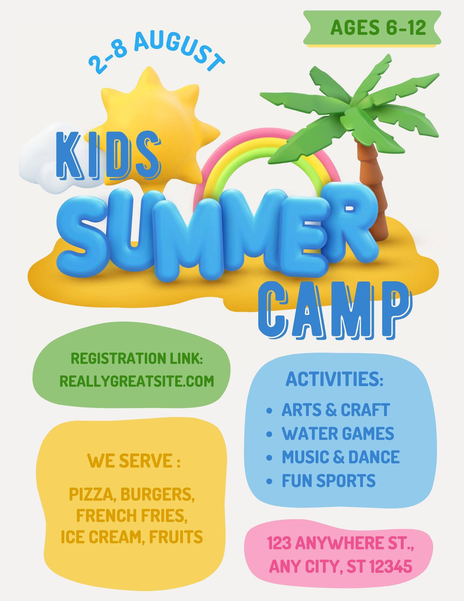 Customizable Kids Summer Camp Flyer - Etsy