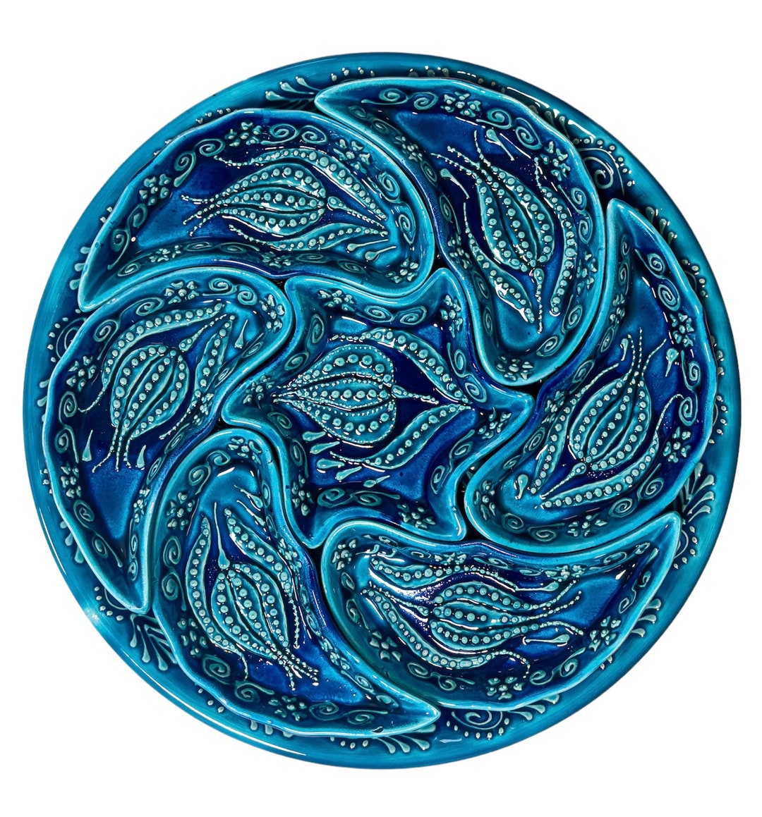 Blue Ceramic Serving Platterceramic Serving Platter Sets - Etsy