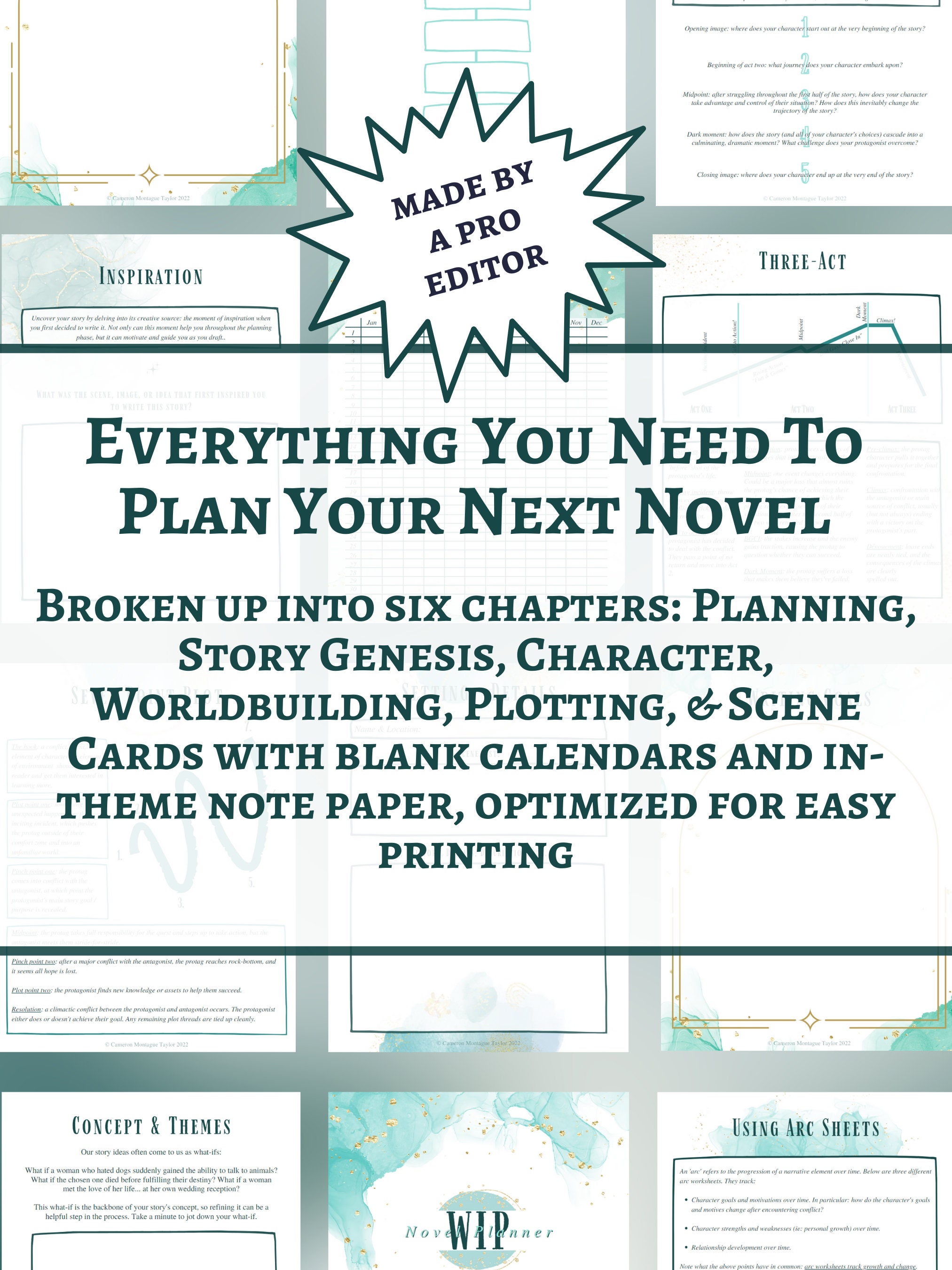 Novel Planning Workbook Printable A4 for Authors Story Worksheets ...