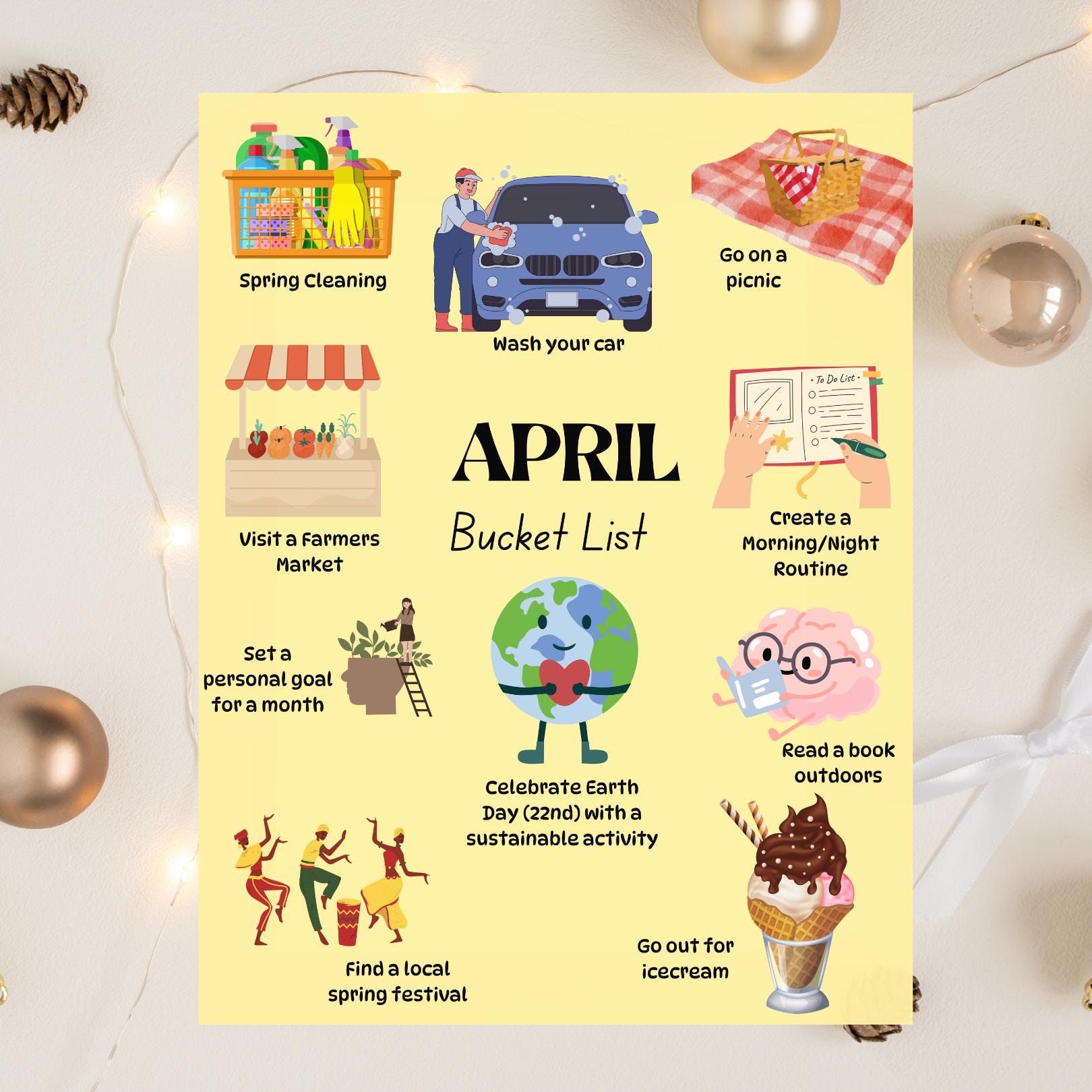 Cute Aesthetic April Bucket List | Instant Digital Download - Etsy