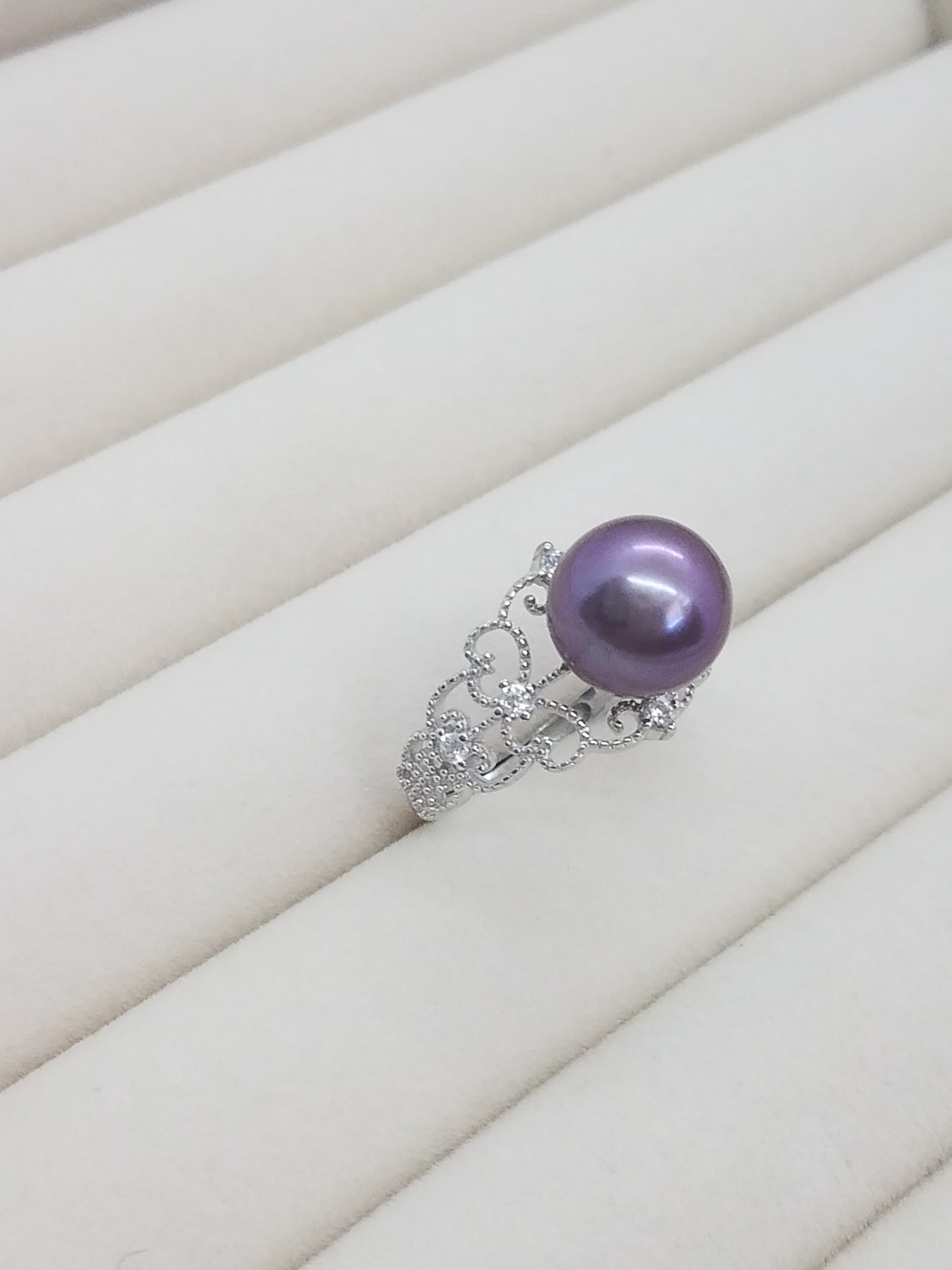 Cultured Freshwater Purple Pearl Ring Sterling Silver S925 - Etsy
