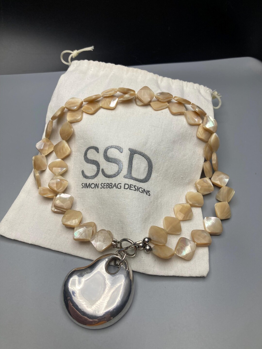 Simon Sebbag SSD Sterling Silver 925 Double Strand Mother of Pearl With ...