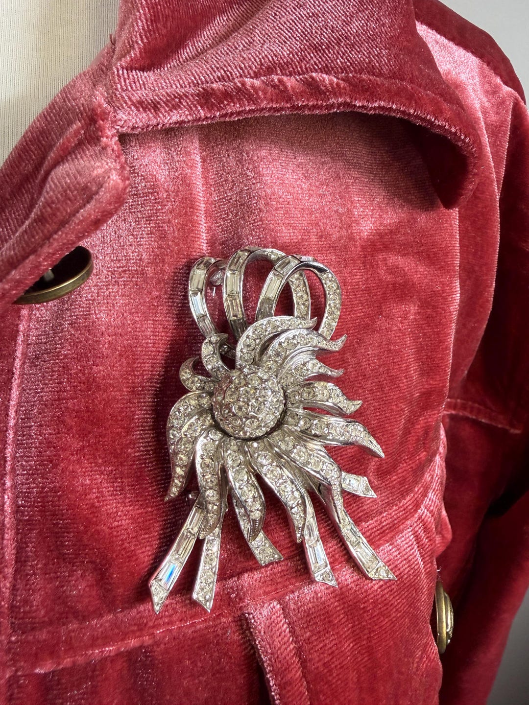Ledo Unsigned Large Dimensional Flower Brooch, Rhodium Plated 3" VTG ...