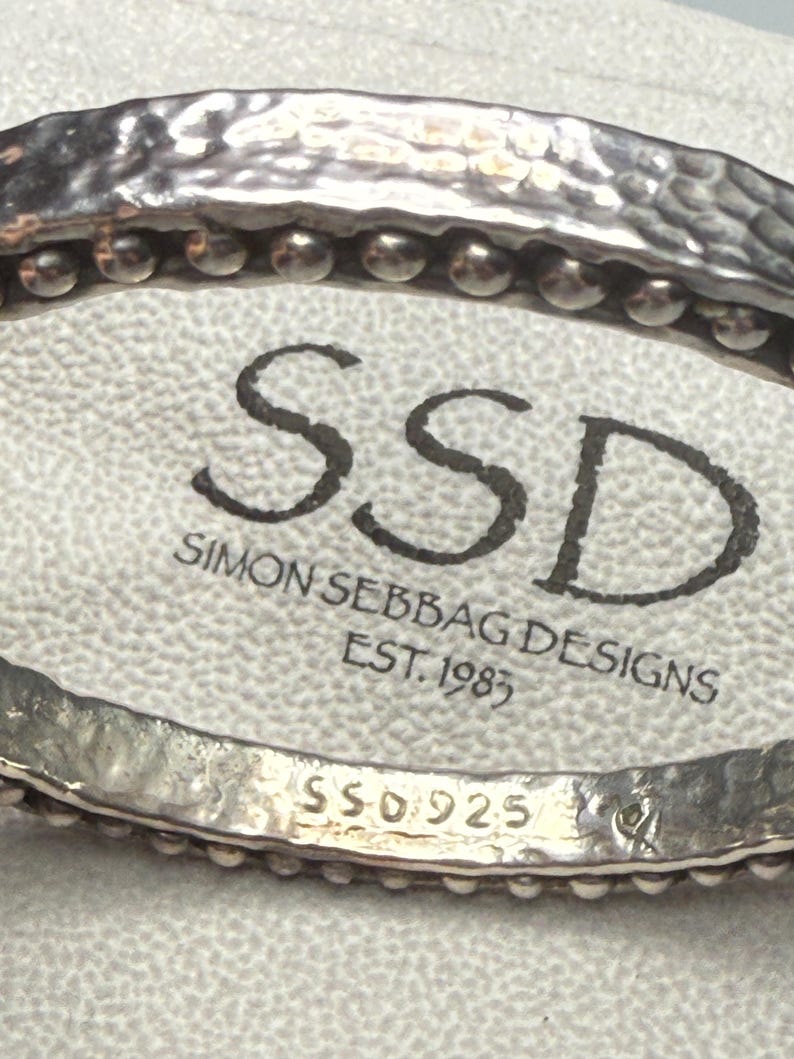Simon Sebbag Designs SSD 925 Hammered Beaded Bangle Bracelet 7.9” 21g ...