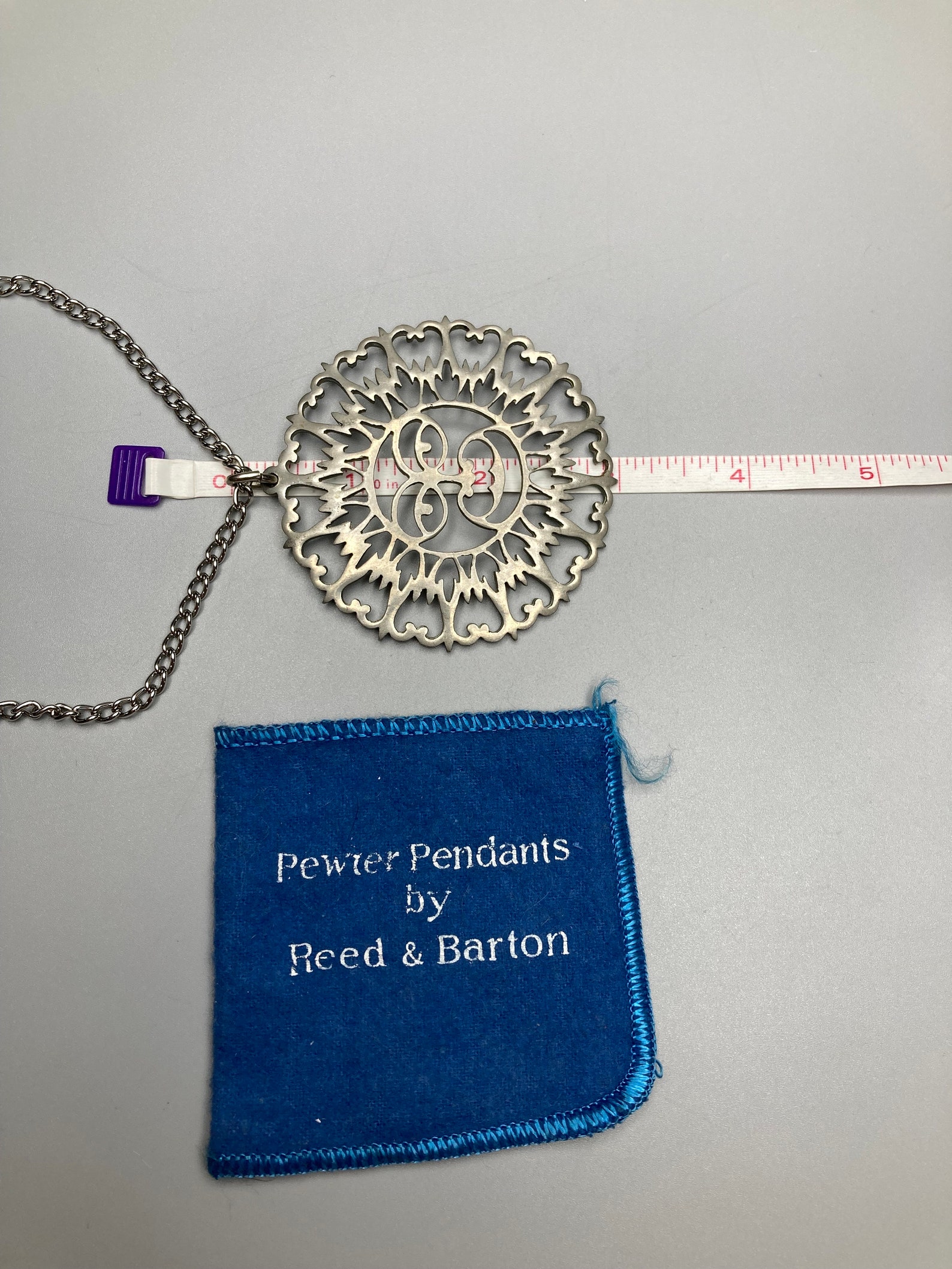 Reed and Barton R&B Signed Vintage Pewter Sun Face Pendant Necklace, 24 ...