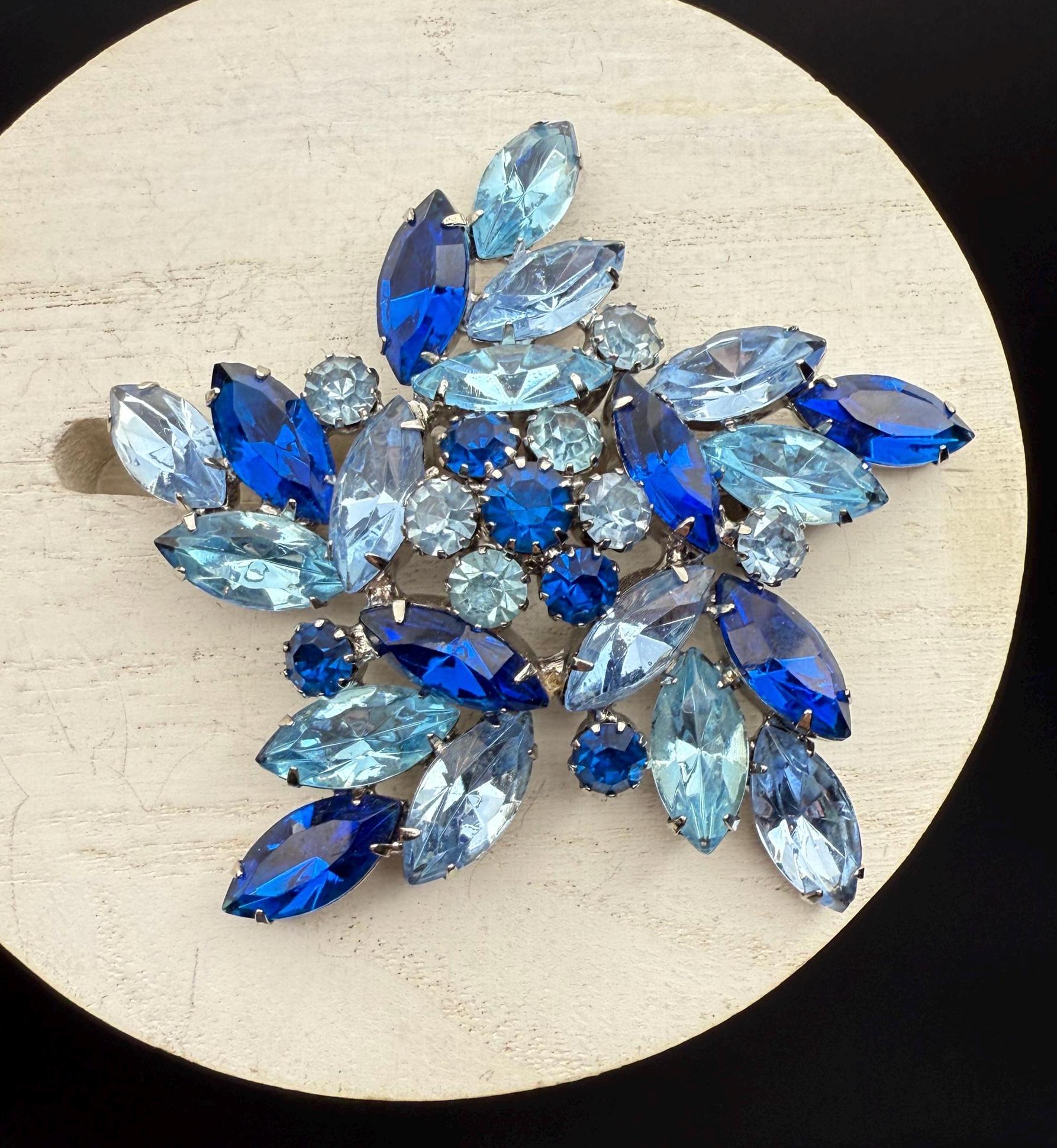 Brooch Star Shades of Blues Rhinestone Silver Tone Prong Set 2.625” - Etsy