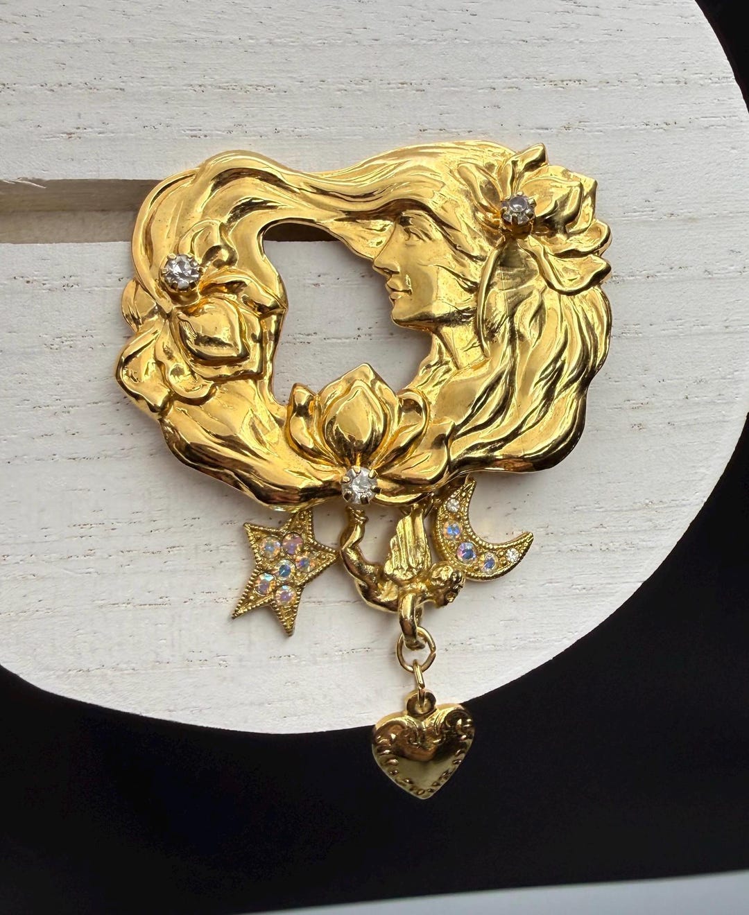 Kirks Folly Lady of the Lake Moon Stars Art Nouveau Brooch Inspired ...