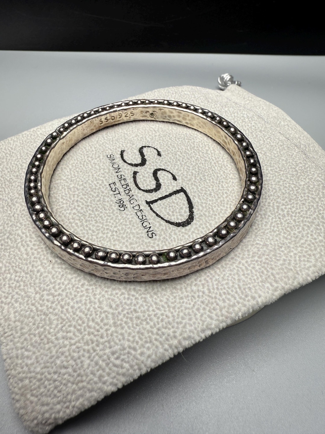 Simon Sebbag Designs SSD 925 Hammered Beaded Bangle Bracelet 7.9” 21g ...