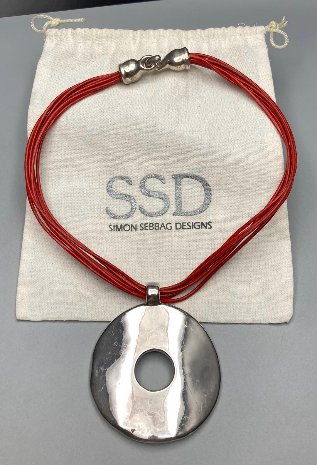 Simon Sebbag SSD 925 Sterling Silver Red Leather Multi Strand Necklace ...