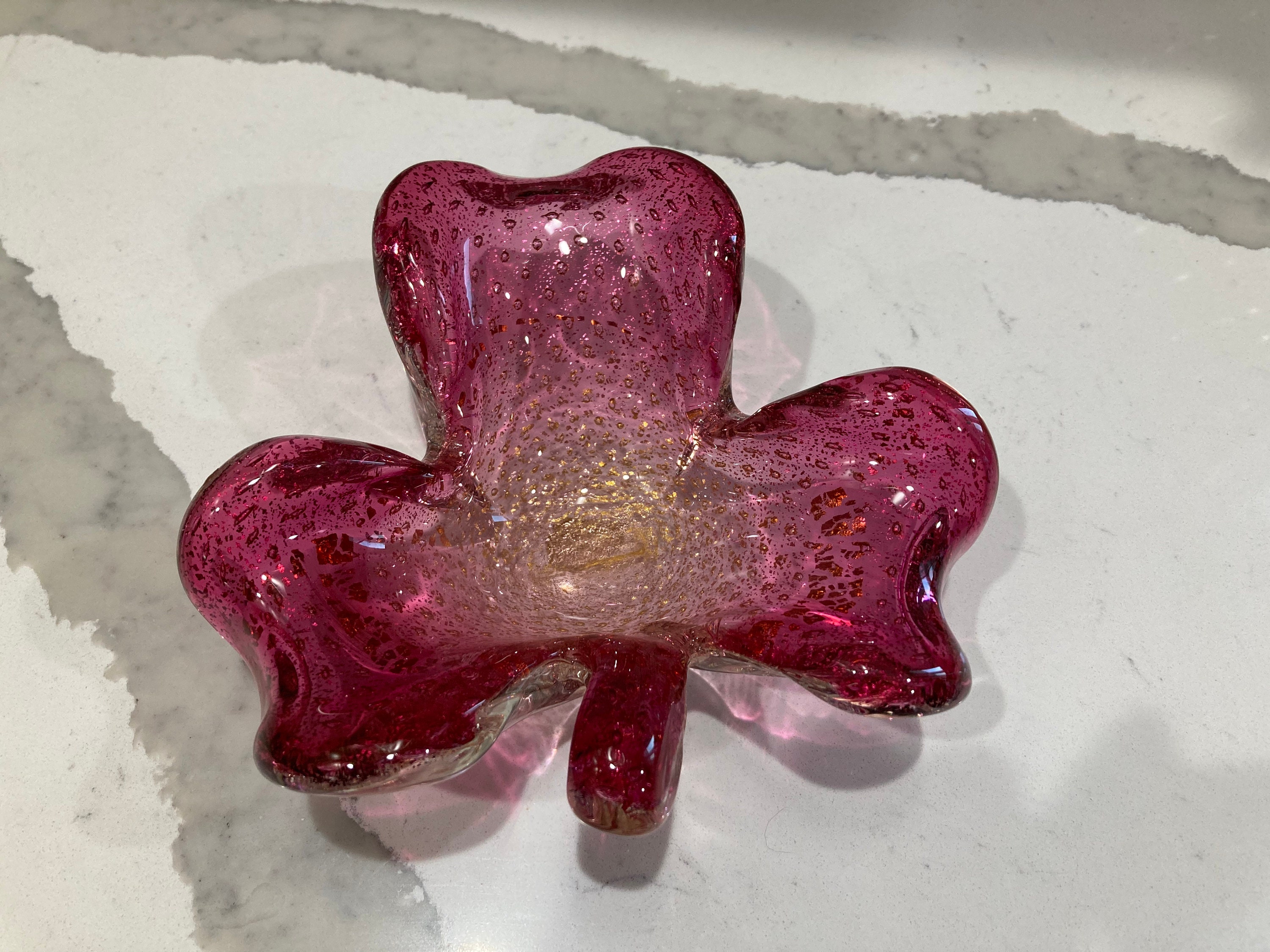 Murano Vintage Handmade Art Glass PINK Cranberry Gold /silver ...