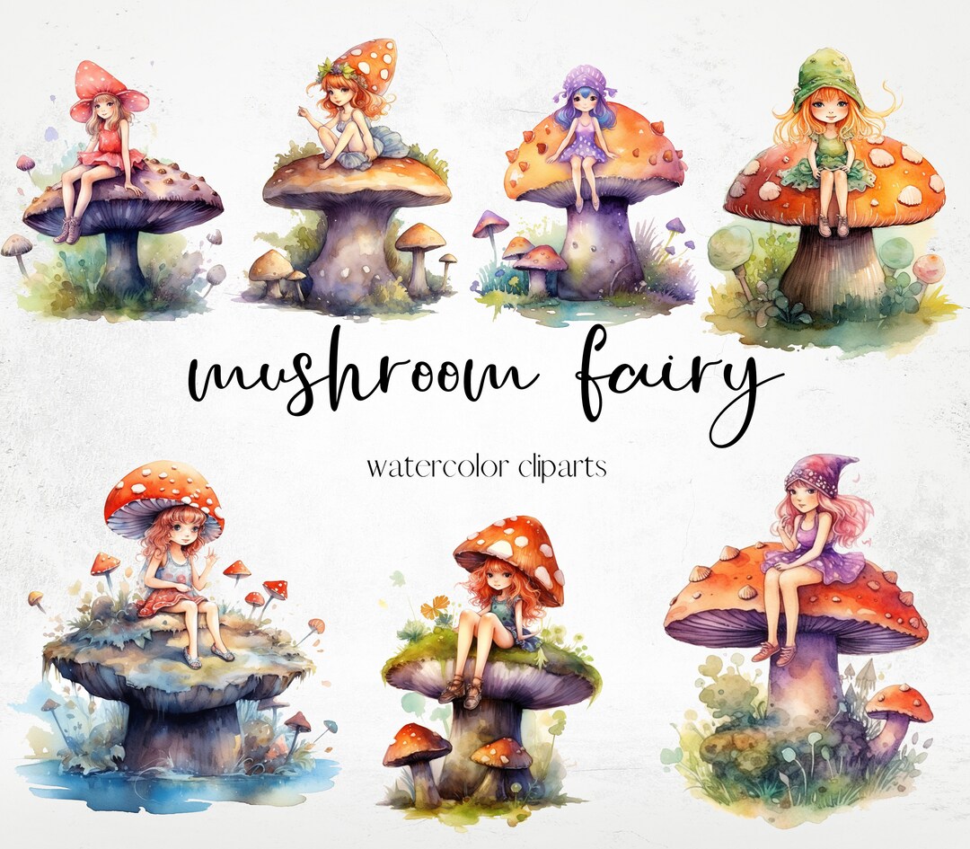 Watercolor Mushroom Fairy Clipart, Delicate Fairy Clipart Png ...
