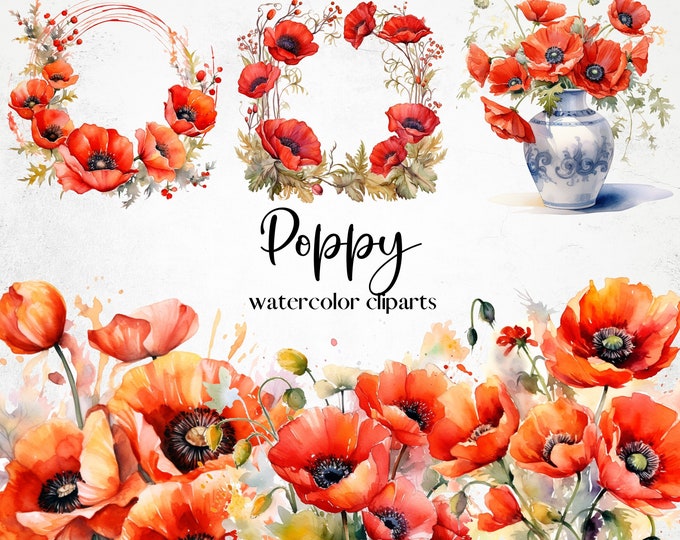 ORIGINAL Orange California Poppy Painting, Watercolor Floral Artwork ...