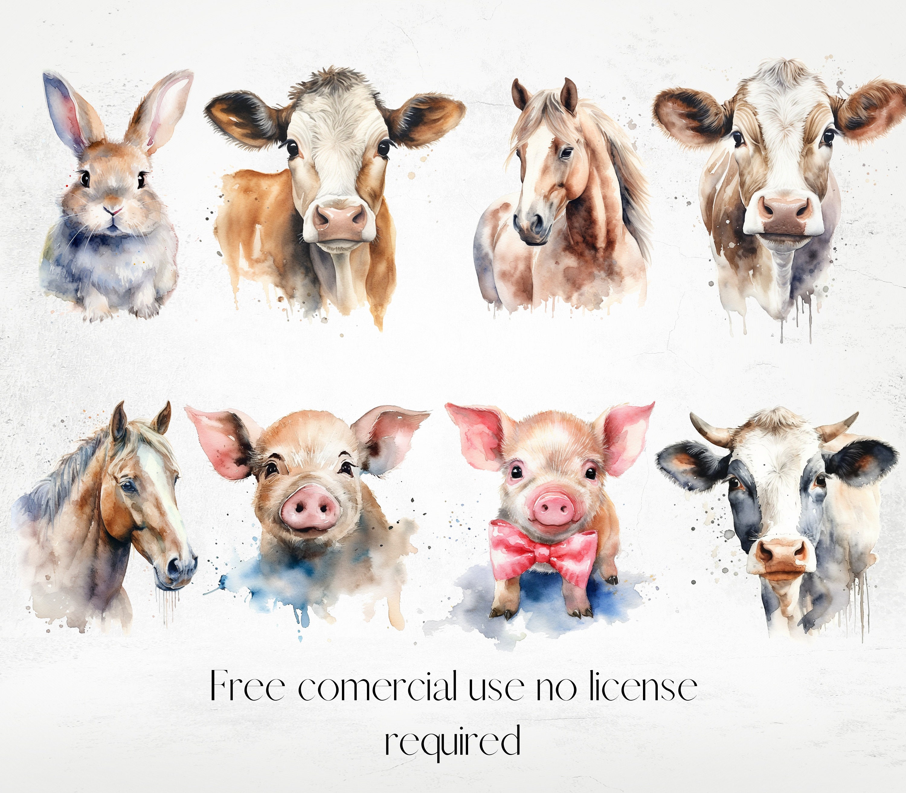 Watercolor Farm Life Clipart Farm Barn Animals PNG Bundle - Etsy