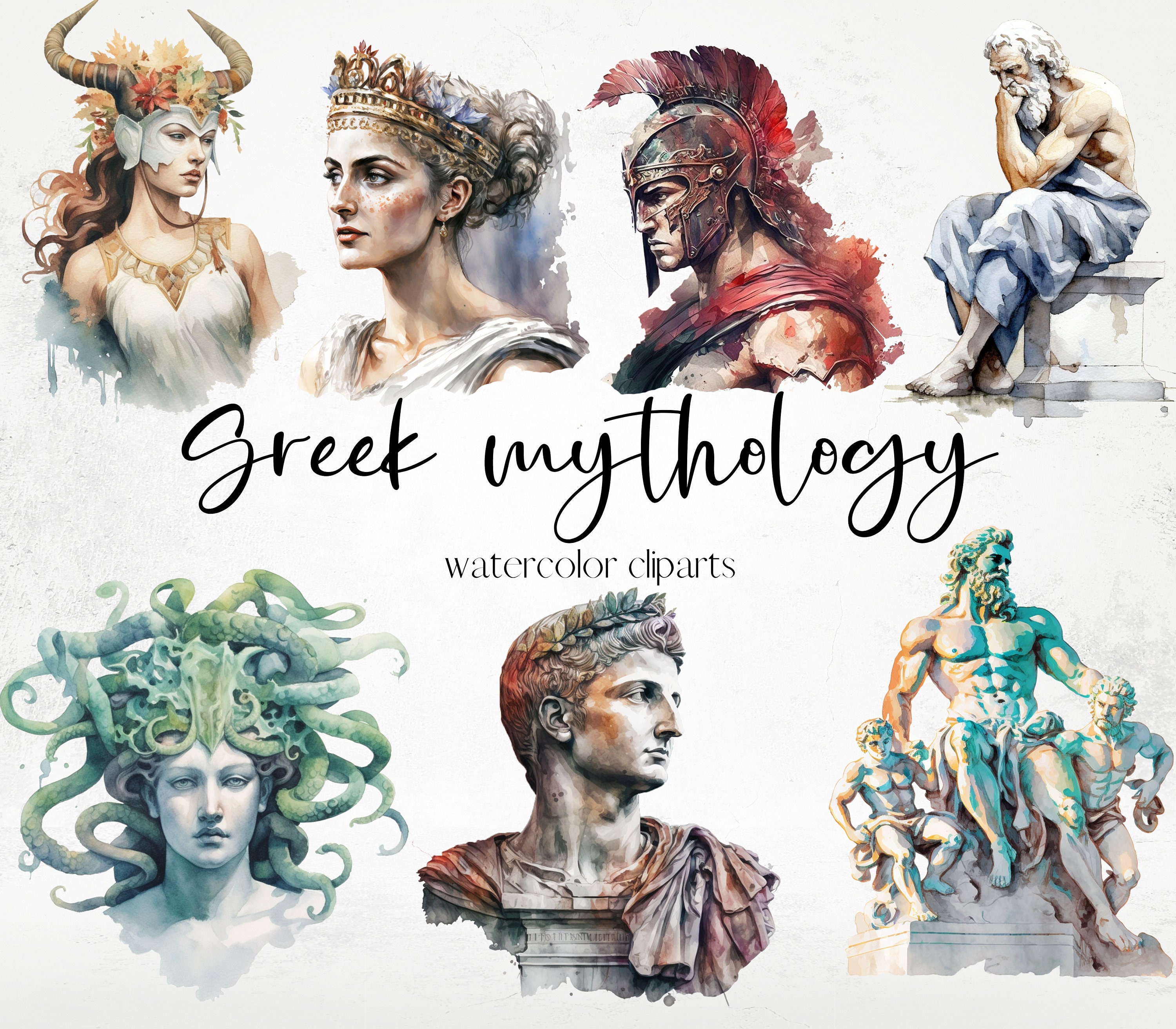 Watercolor Greek Mythology Cliparts, Ancient Greek Mythology Watercolor ...