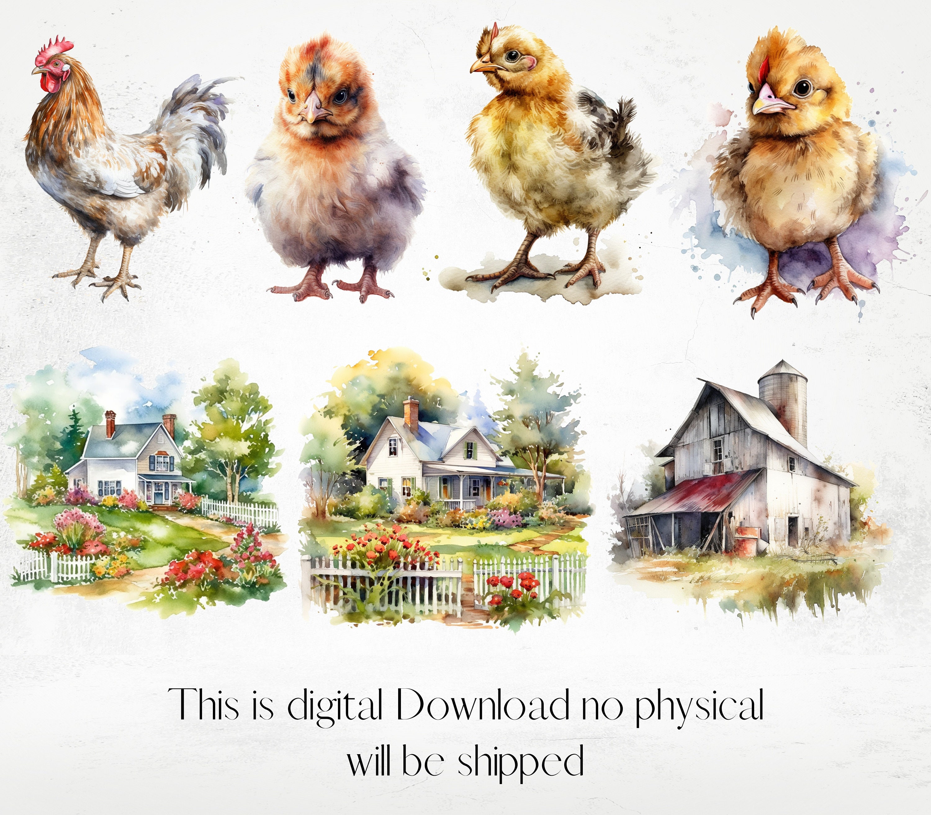 Watercolor Farm Life Clipart Farm Barn Animals PNG Bundle - Etsy