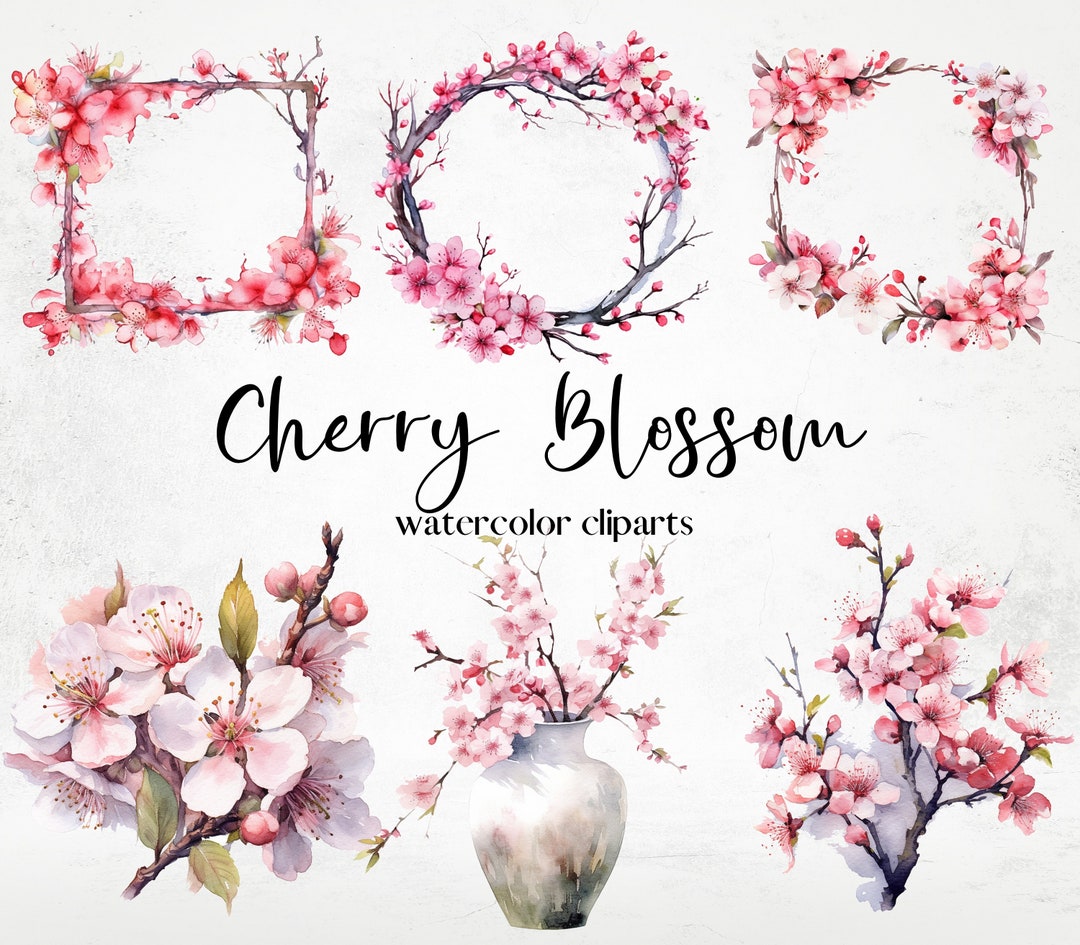 Watercolor Cherry Blossom Clipart Sakura Clipart Photo Frame - Etsy