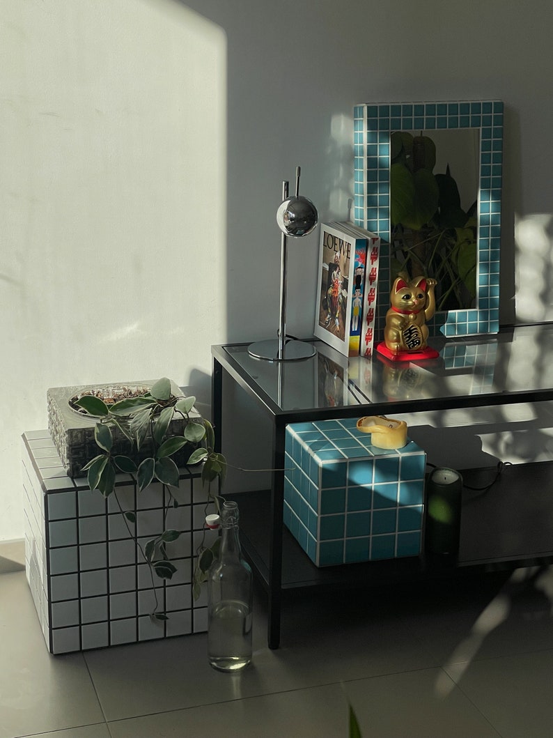 Tile Cube Mini 4x4 Mini Tiled Side Table Tile Bookend Cube - Etsy