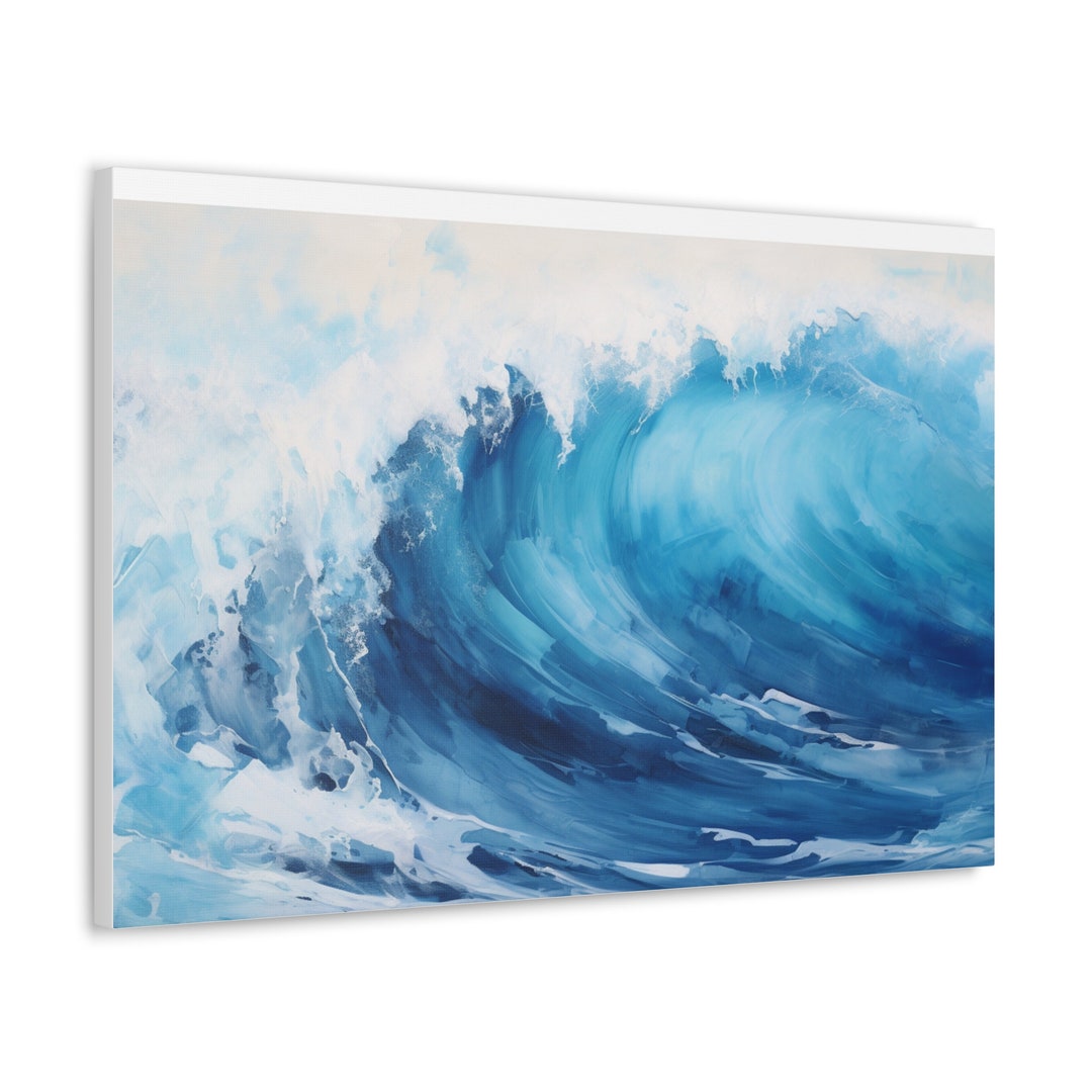 Blue Wave Wall Decor Canvas - Etsy