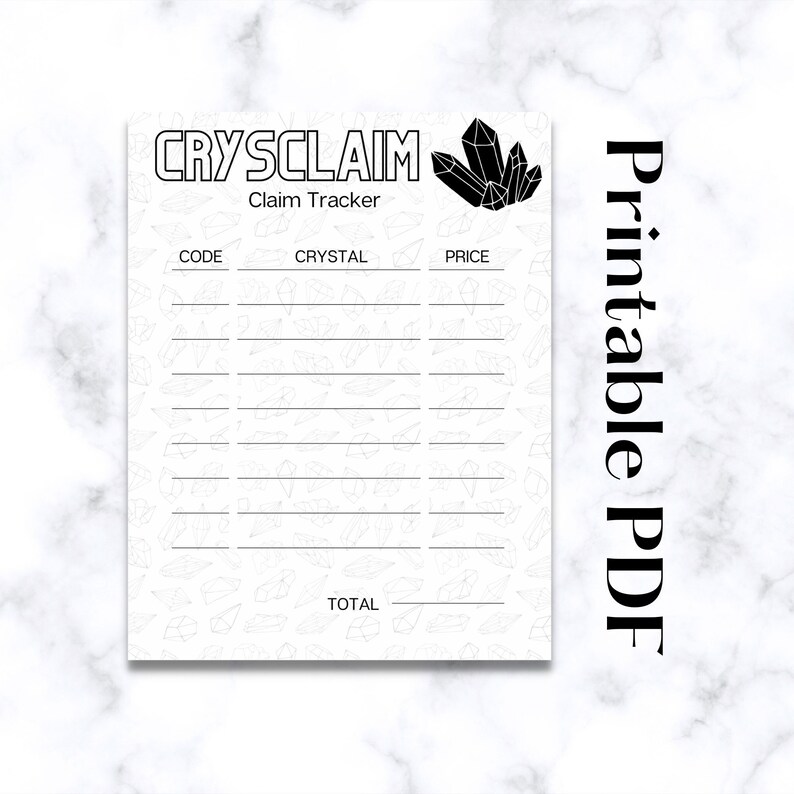 Crystal Claim Show Tracking Sheet - Etsy