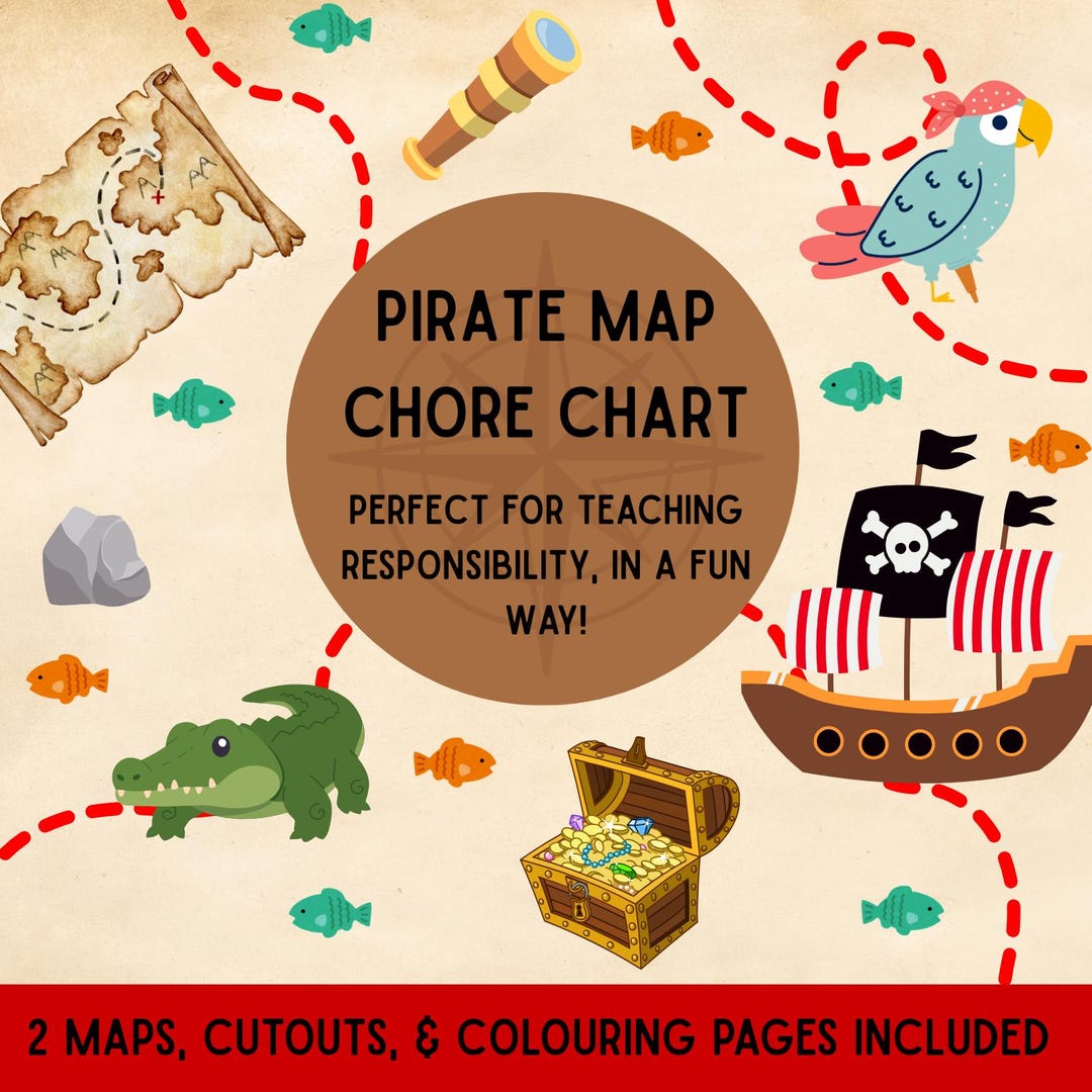 Pirate Map Chore Chart | Interactive Chore Chart for Kids | PDF ...