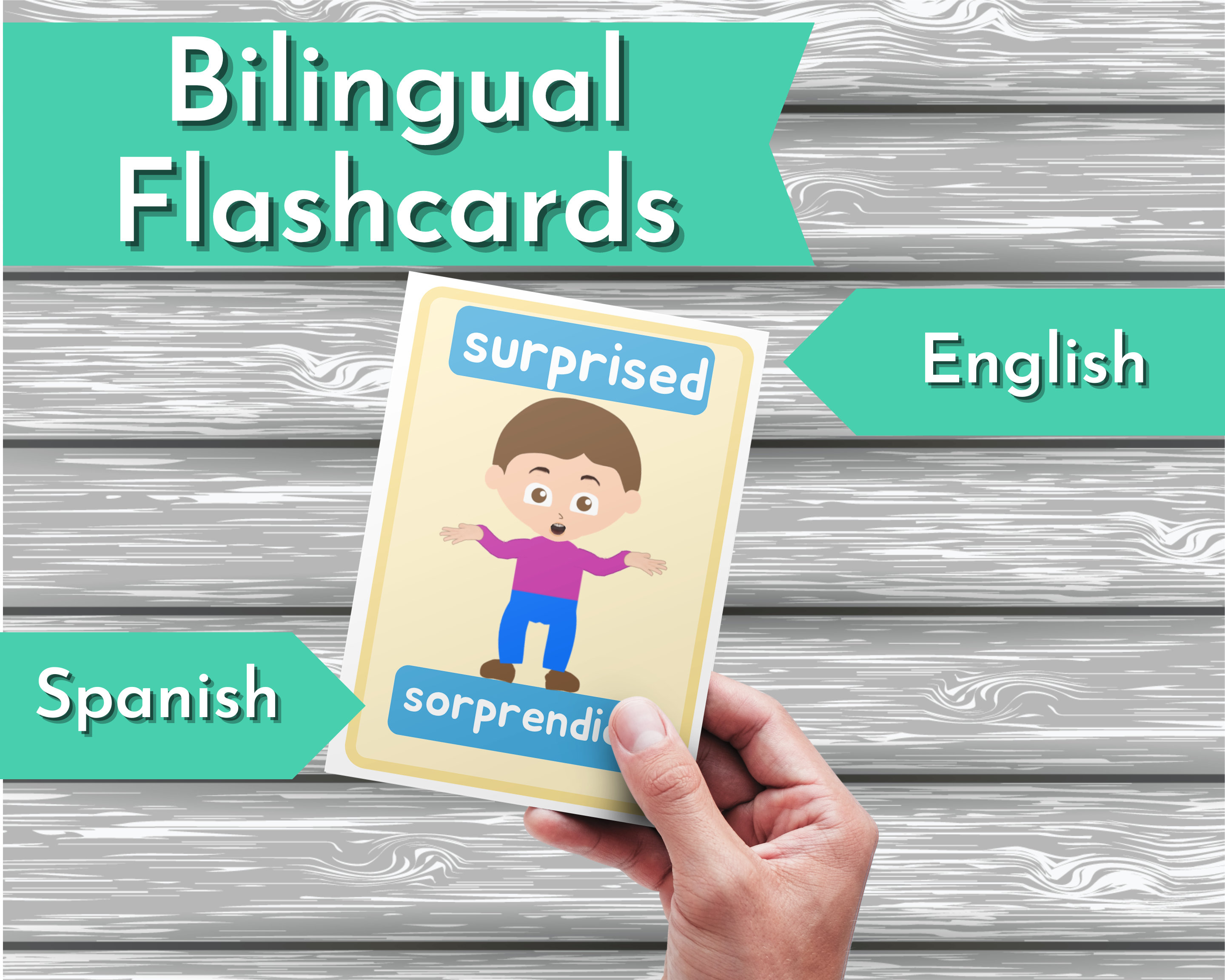 Phonetic Flashcards English & Spanish Feelings and Emotions for ...