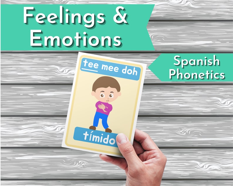 Phonetic Flashcards English & Spanish Feelings and Emotions for ...