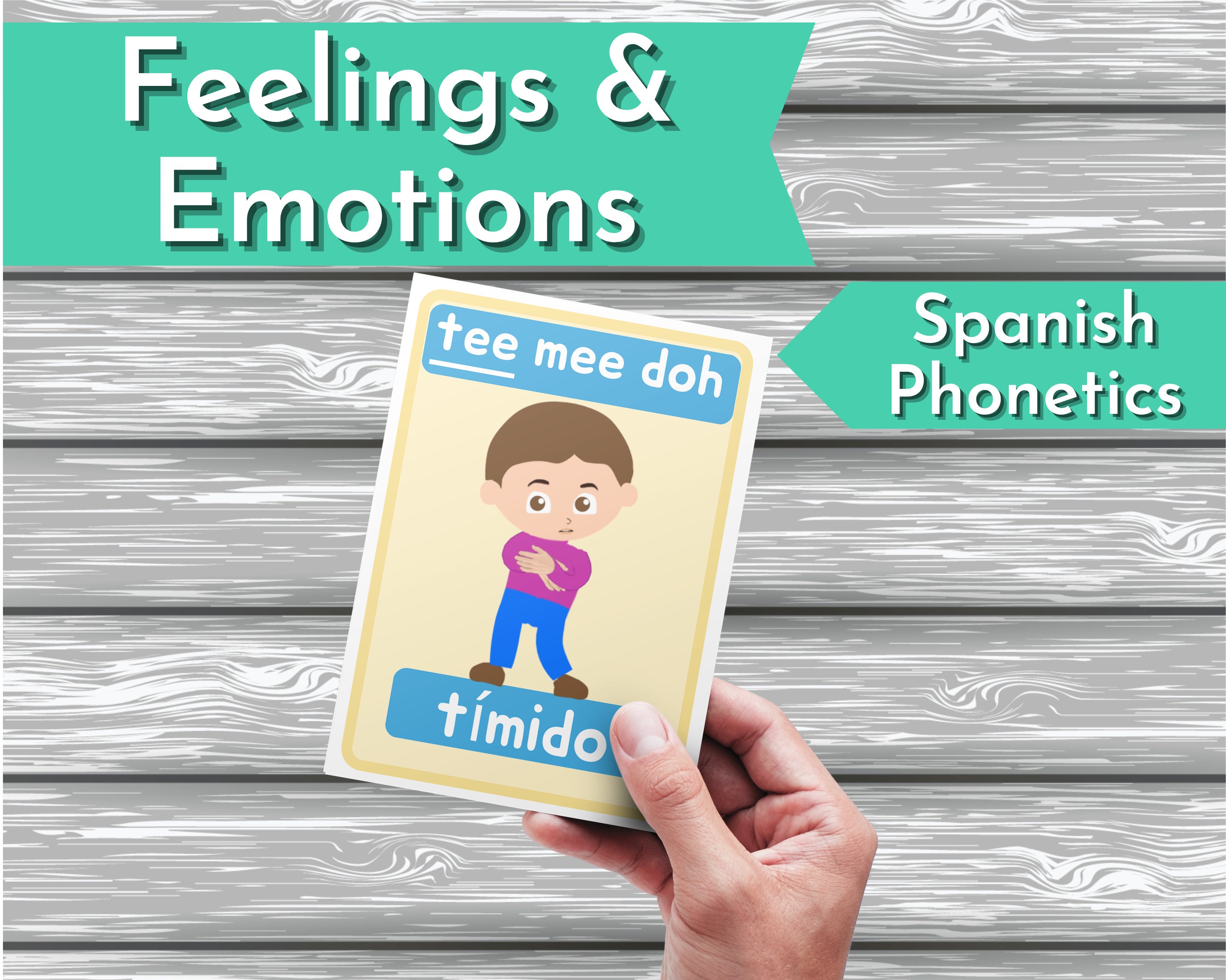 Phonetic Flashcards English & Spanish Feelings and Emotions for ...
