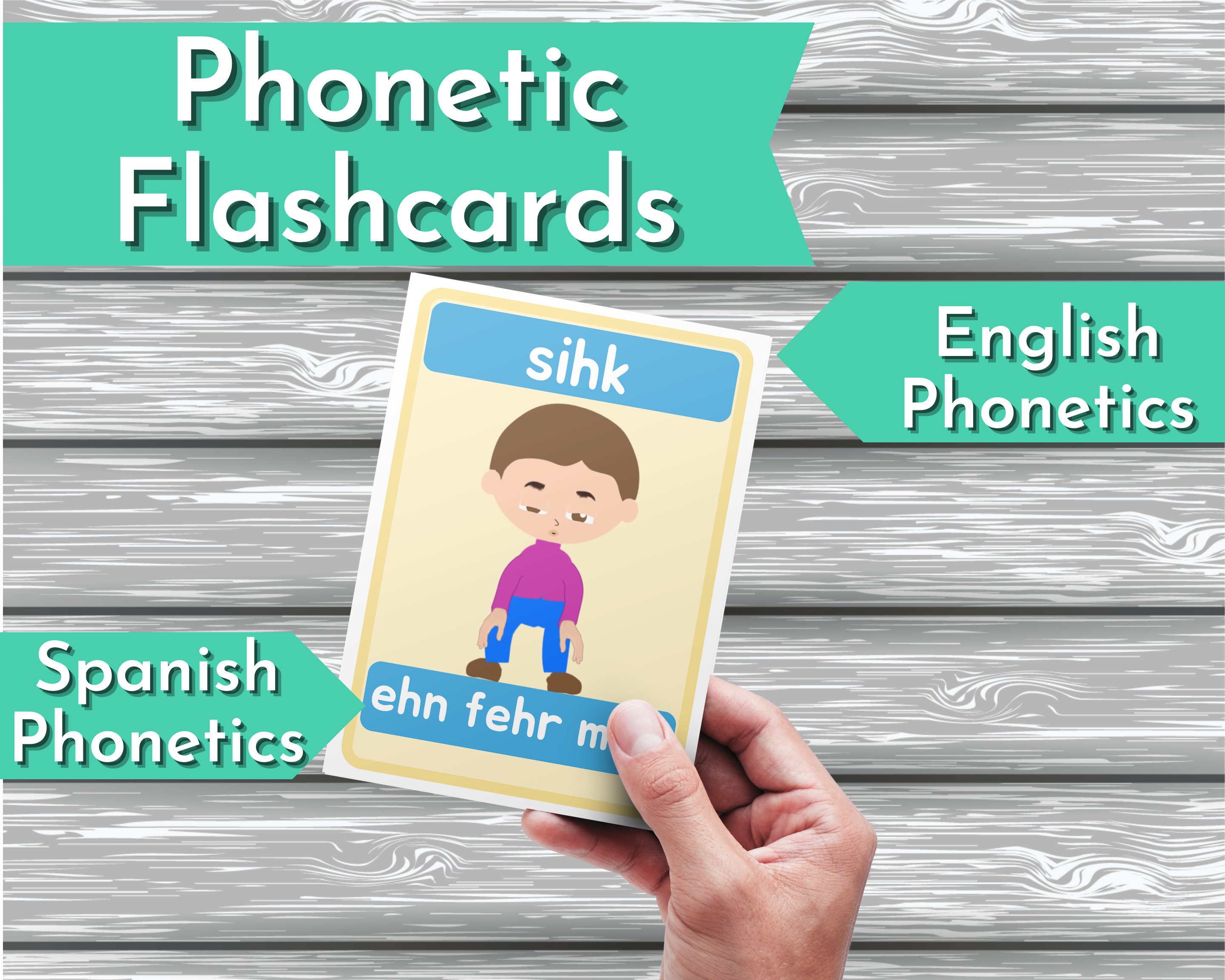 Phonetic Flashcards English & Spanish Feelings and Emotions for ...