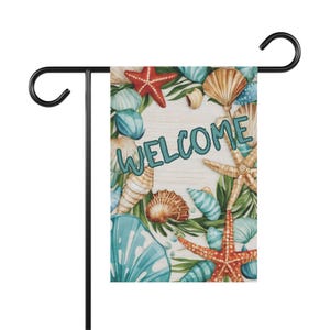 Seashell and Starfish Welcome Banner, Nautical Outdoor Decor, Summer ...