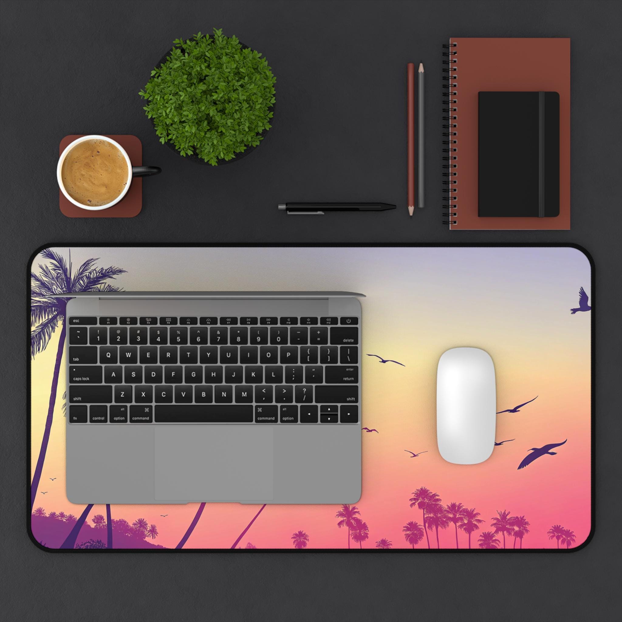 Tropical Sunset Desk Mat, Palm Tree Art, Coastal Decor, Beach Vibes ...
