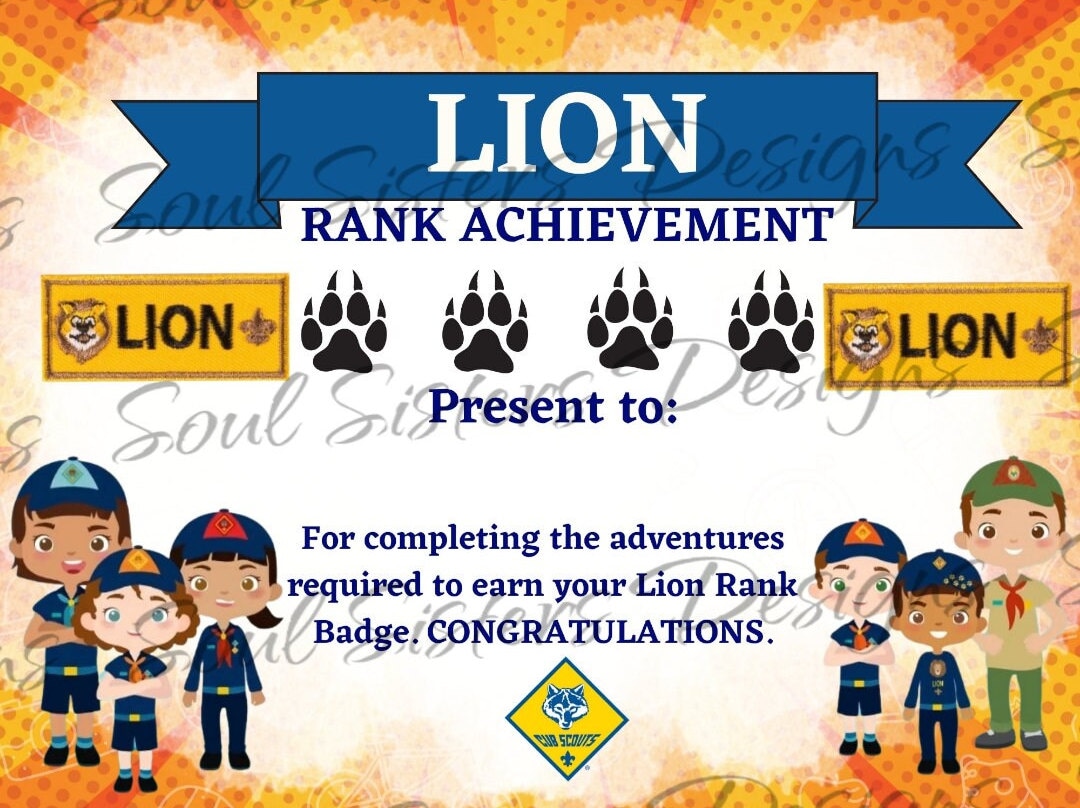 Lion Rank Achievement Cub Scouts - Etsy