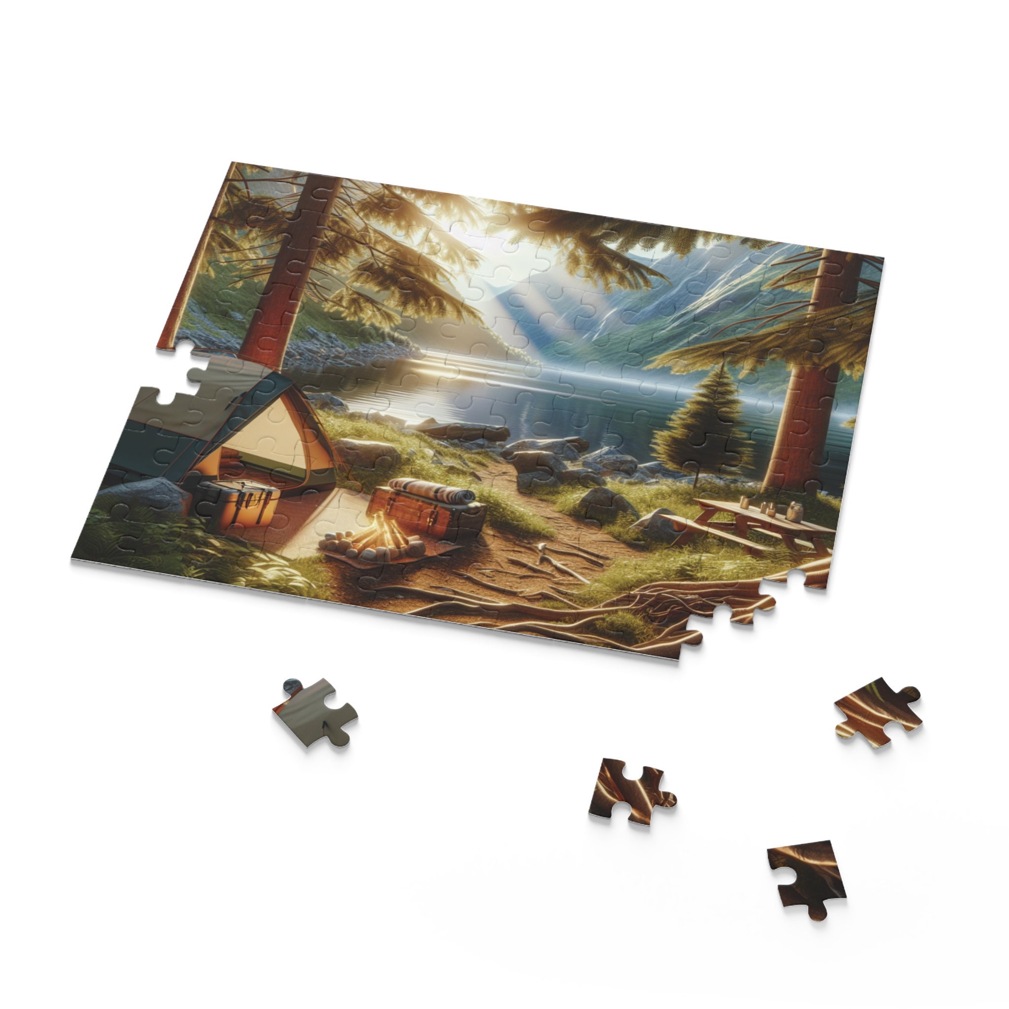 Scenic Lakeside Camping Puzzle, Nature Jigsaw Game, Forest Camping ...