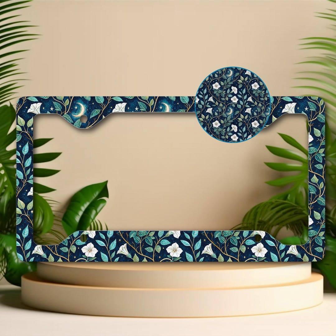 Moonflower Metal License Plate Frame, Moonflower Floral Car Decor ...