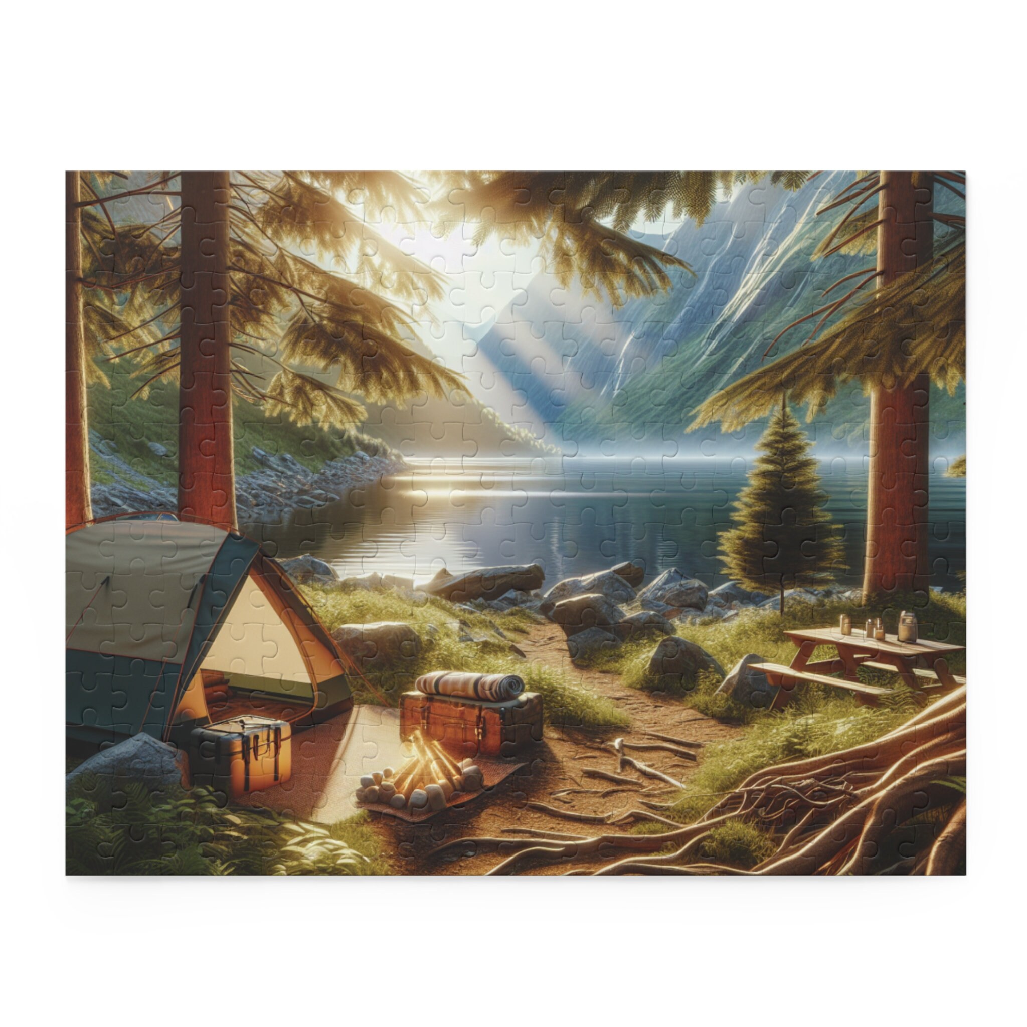 Scenic Lakeside Camping Puzzle, Nature Jigsaw Game, Forest Camping ...
