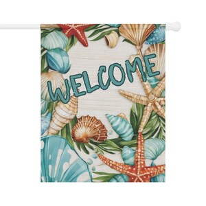 Seashell and Starfish Welcome Banner, Nautical Outdoor Decor, Summer ...