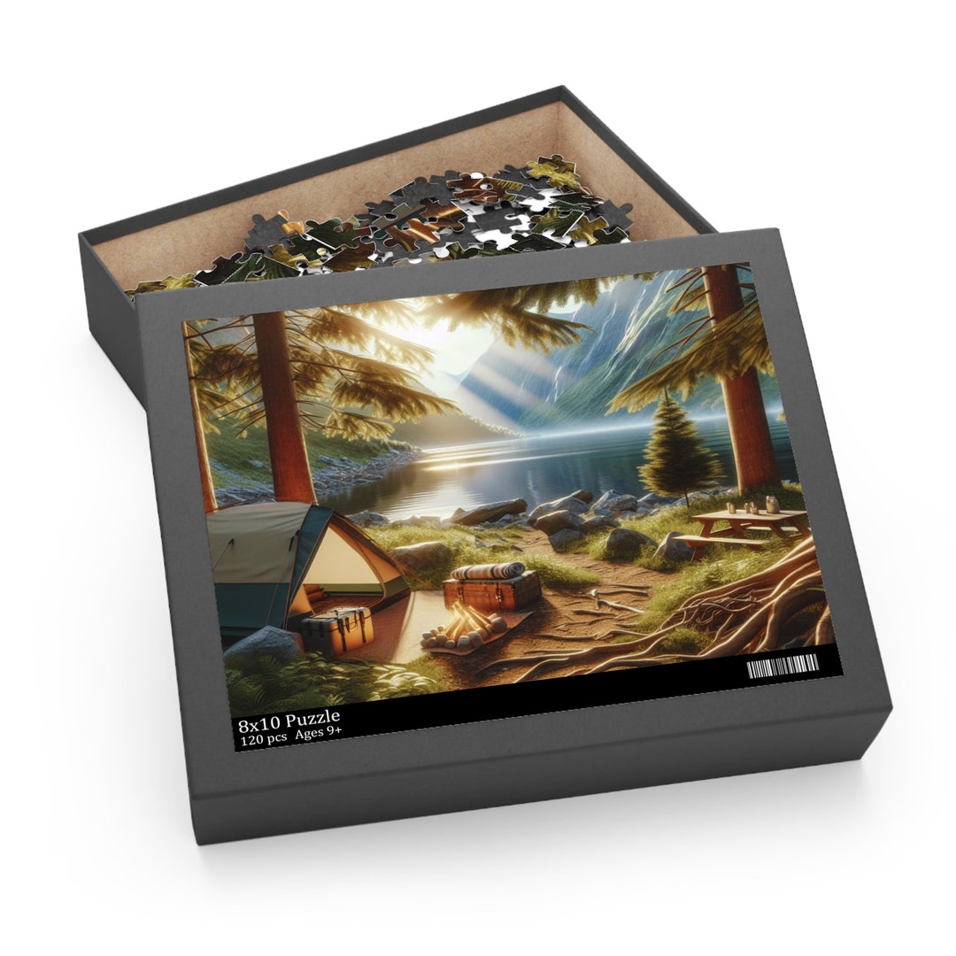 Scenic Lakeside Camping Puzzle, Nature Jigsaw Game, Forest Camping ...