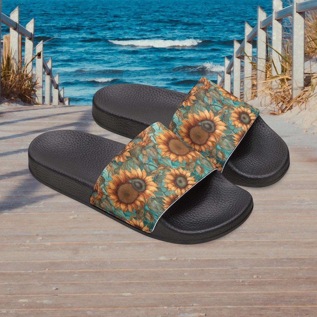 Women's Sunflower Slide Sandals, Summer Pool Slides for Women ...