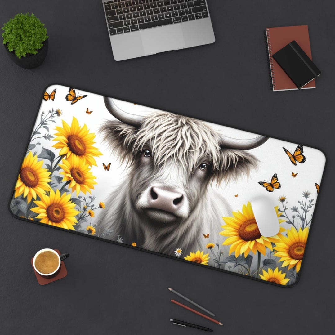 Highland Cow Desk Mat, Sunflower Desk Mat, Butterfly Desk Decor, Animal ...